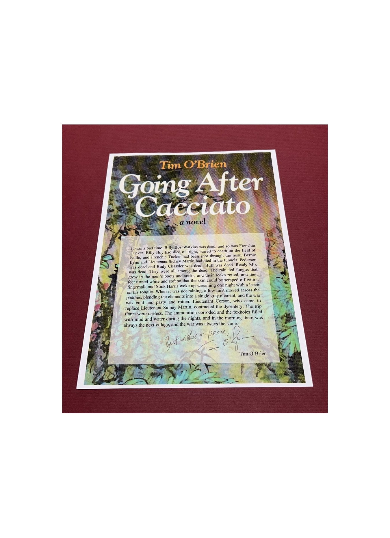Autographed Typescript - Tim O'Brien - GOING AFTER CACCIATO - Pulitzer ...